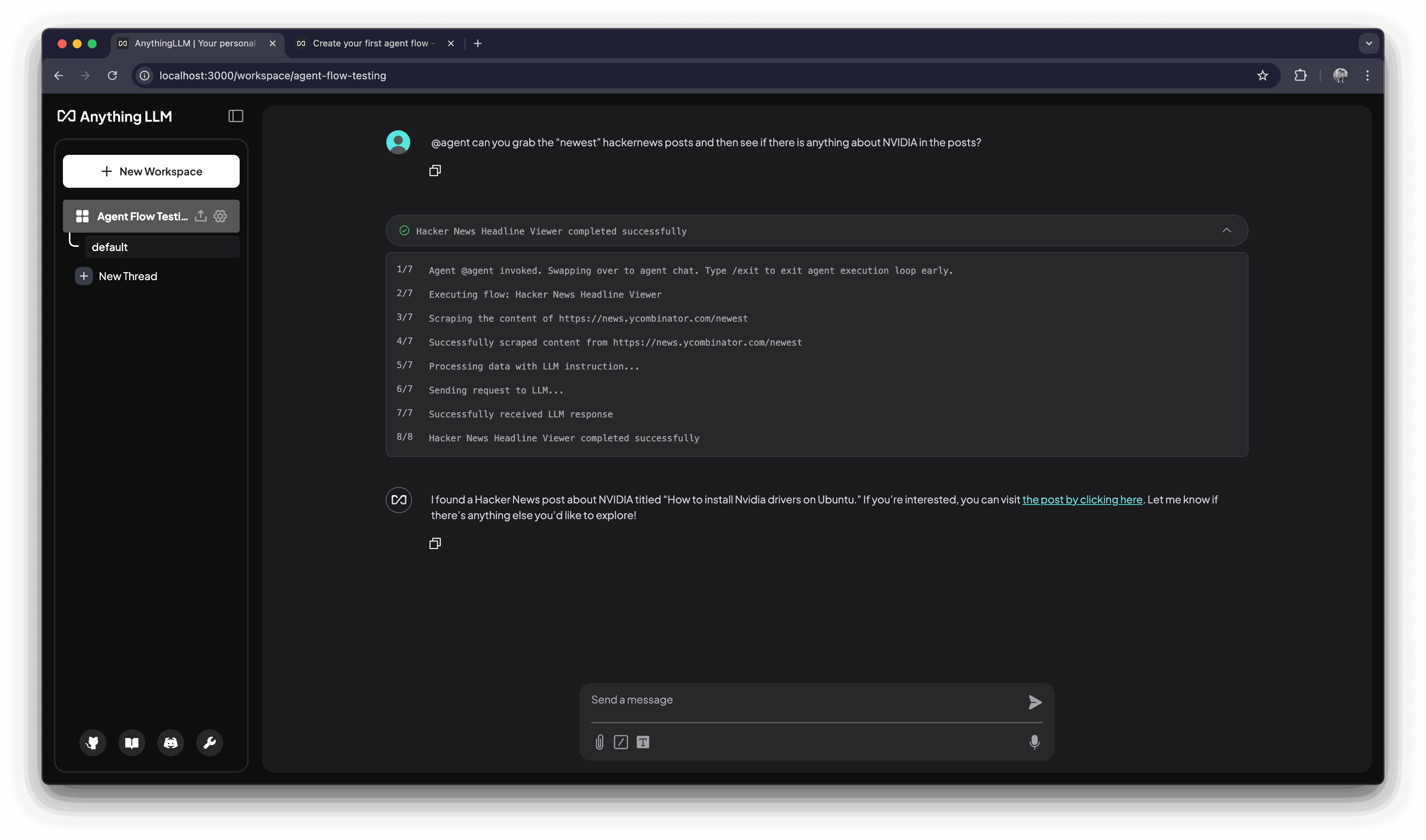 Tutorial: HackerNews Flow ~ AnythingLLM