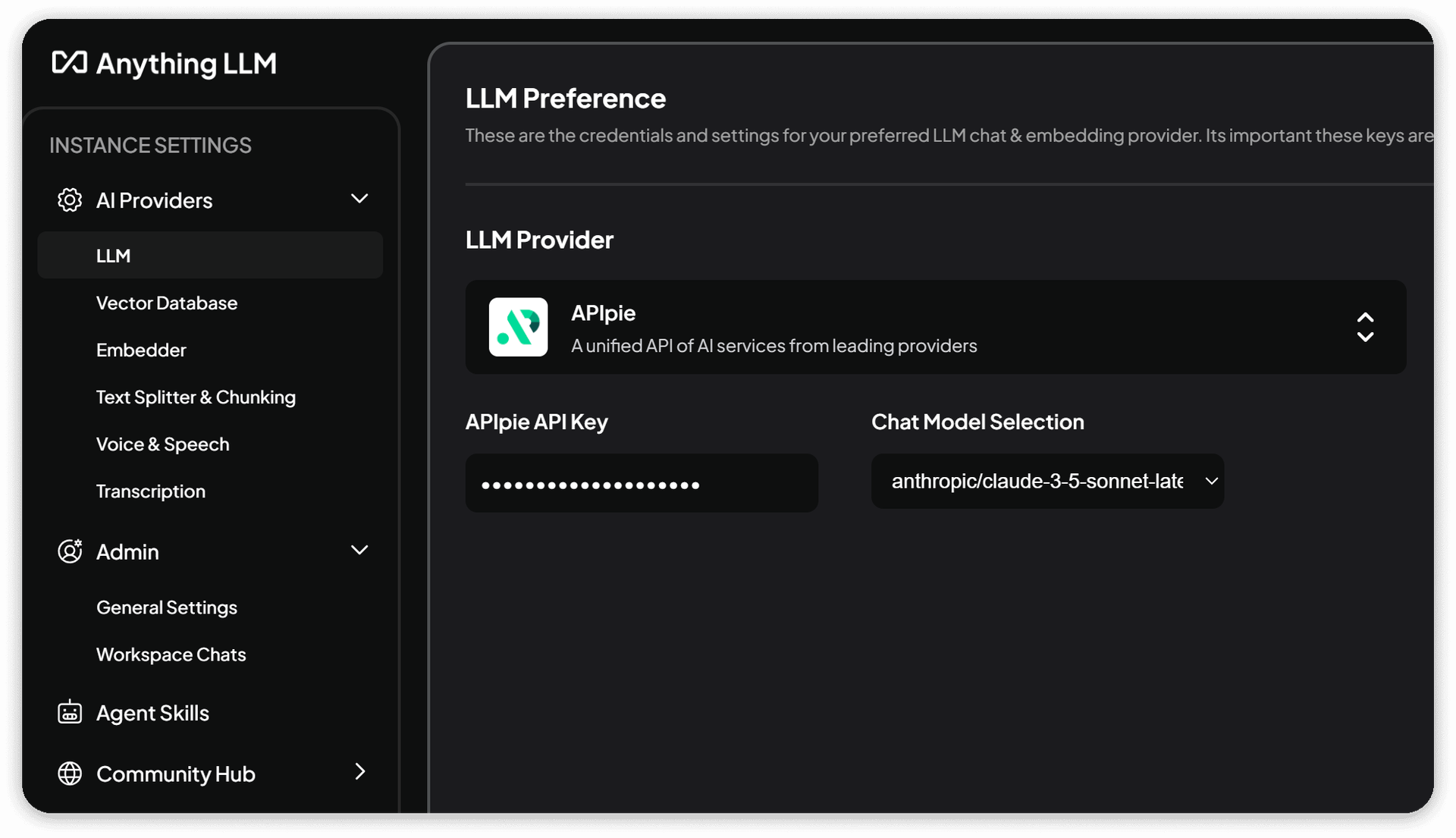 APIpie ~ AnythingLLM