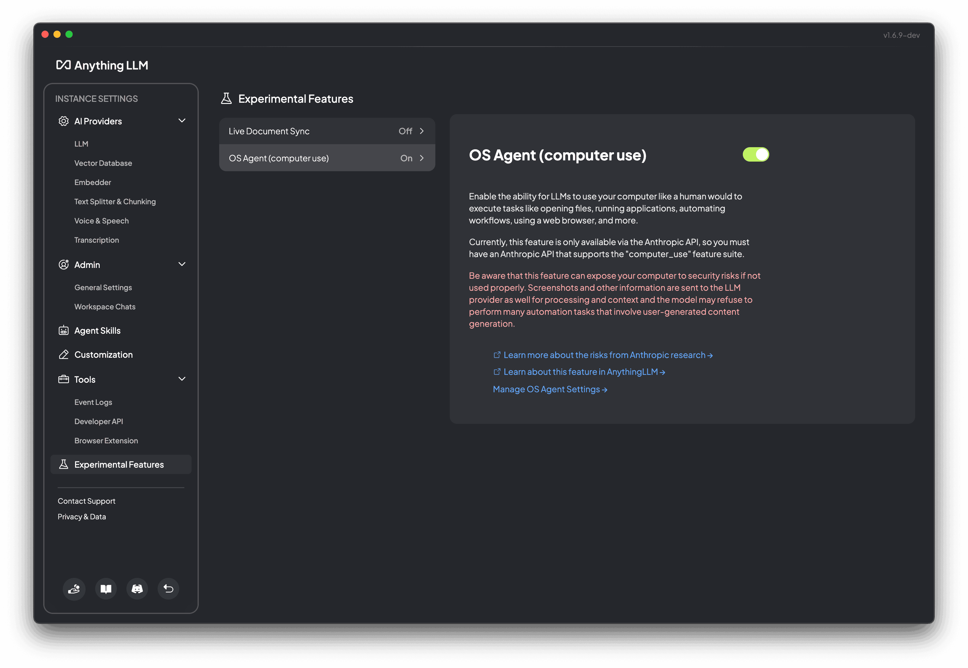 AI Computer use ~ AnythingLLM