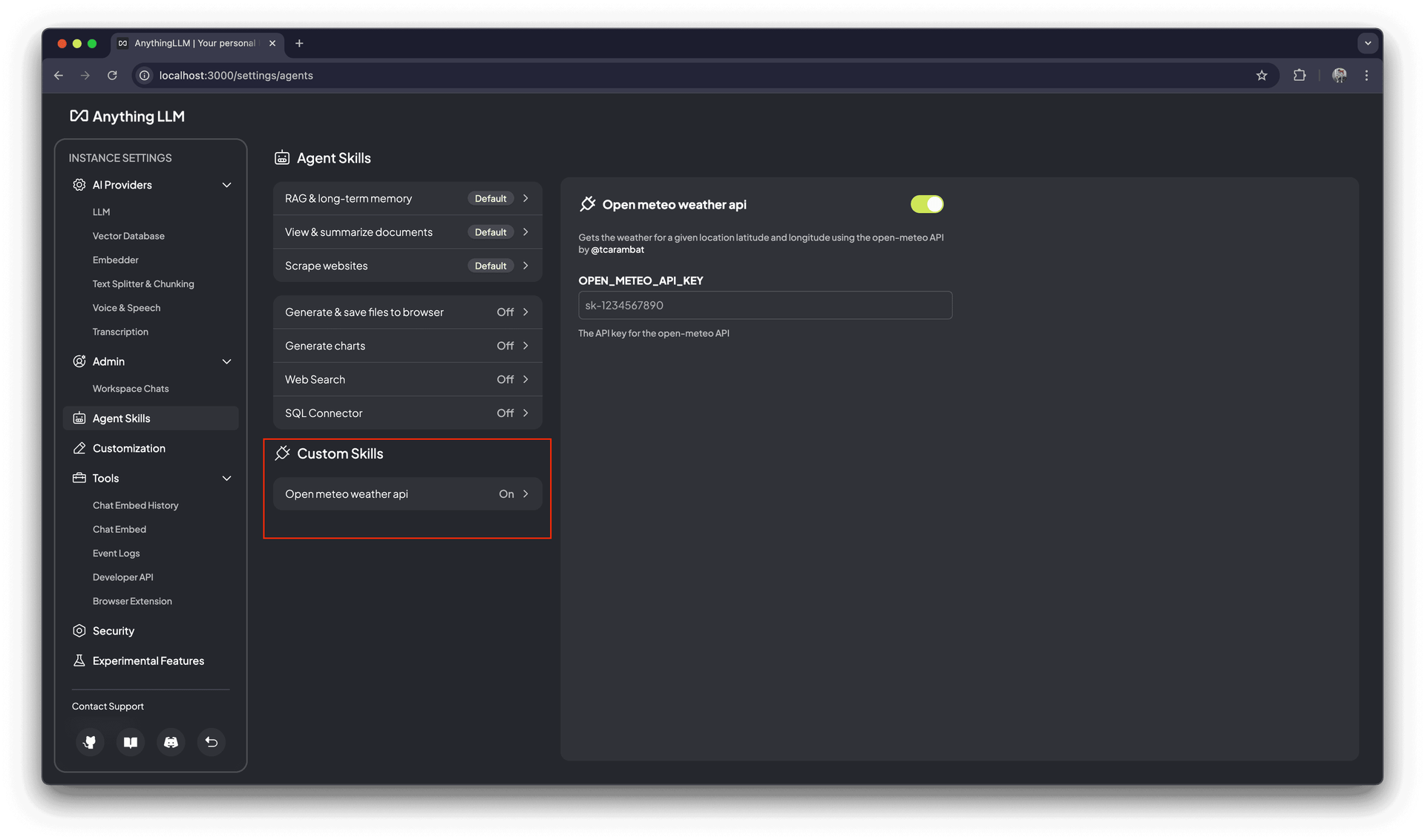 Introduction to custom agent skills ~ AnythingLLM